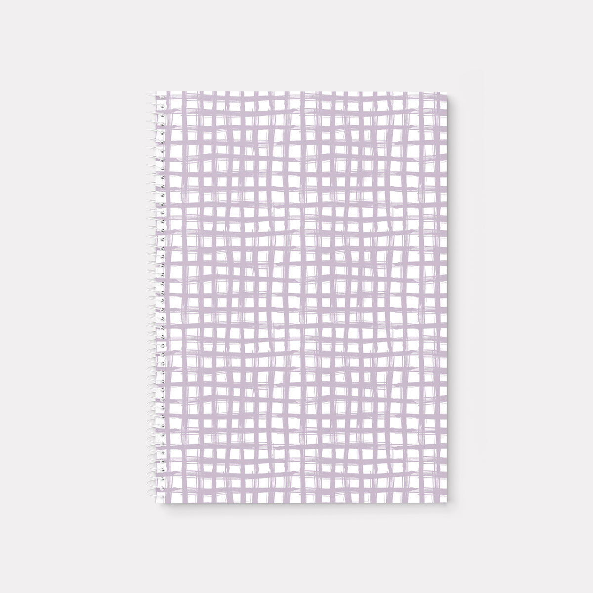 Lilac Brushstroke Plaid Personalized Spiral Notebook – Patterned Goods